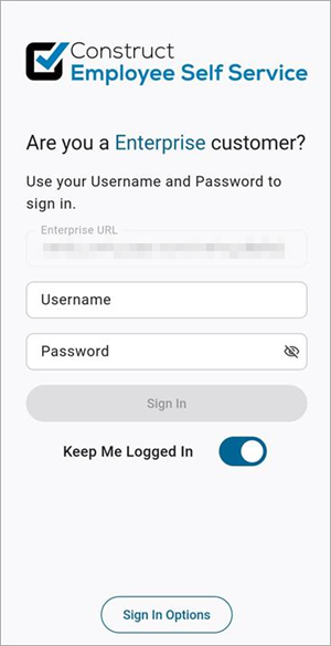 Construct ESS - Login Screen