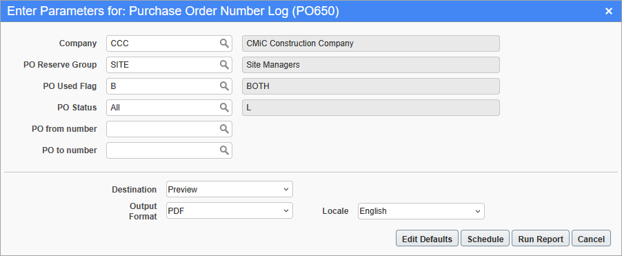 Purchase Order - PO Number Log (Reserve Groups)