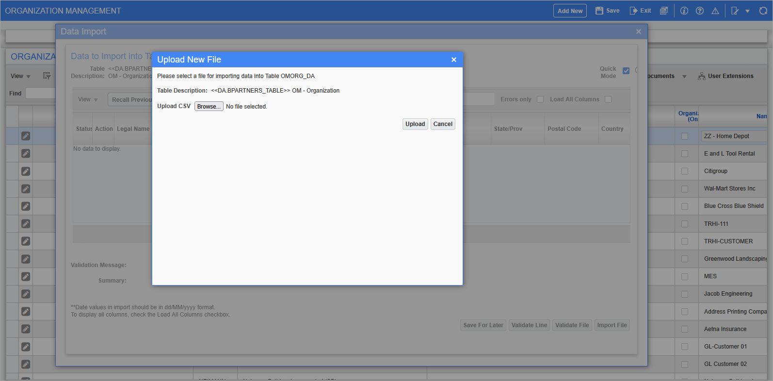 Opportunity Management - Importing New Organizations