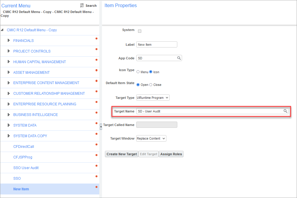 System Data - User Audit